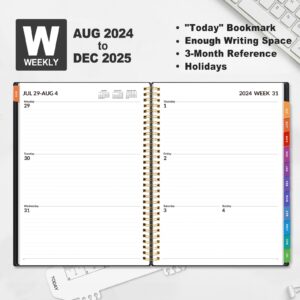 SUNEE 17 Month Academic Planner 2024-2025 Weekly and Monthly - from August 2024 - December 2025, 8.5"x11" School Year Daily Planner with Monthly Tab, Flexible Cover, Note Page, Pocket, Bookmark,Black