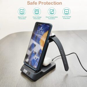 Wireless Charger for Samsung, 3 in 1 Charging Station for Samsung Galaxy S23 Ultra/S22/S21/S20/Note 20/Z Flip 5/Z Fold 5/Buds, Watch Charger for Galaxy Watch 6/5/4/3/Active 2/1