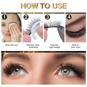 Loopeer 6 Pairs Reusable Self Adhesive Eyelashes Natural Look False Eyelashes No Glue or Eyeliner Needed Reusable Adhesive Eyelashes Self Adhesive Lashes Extension for Women Girls (Novel Style)