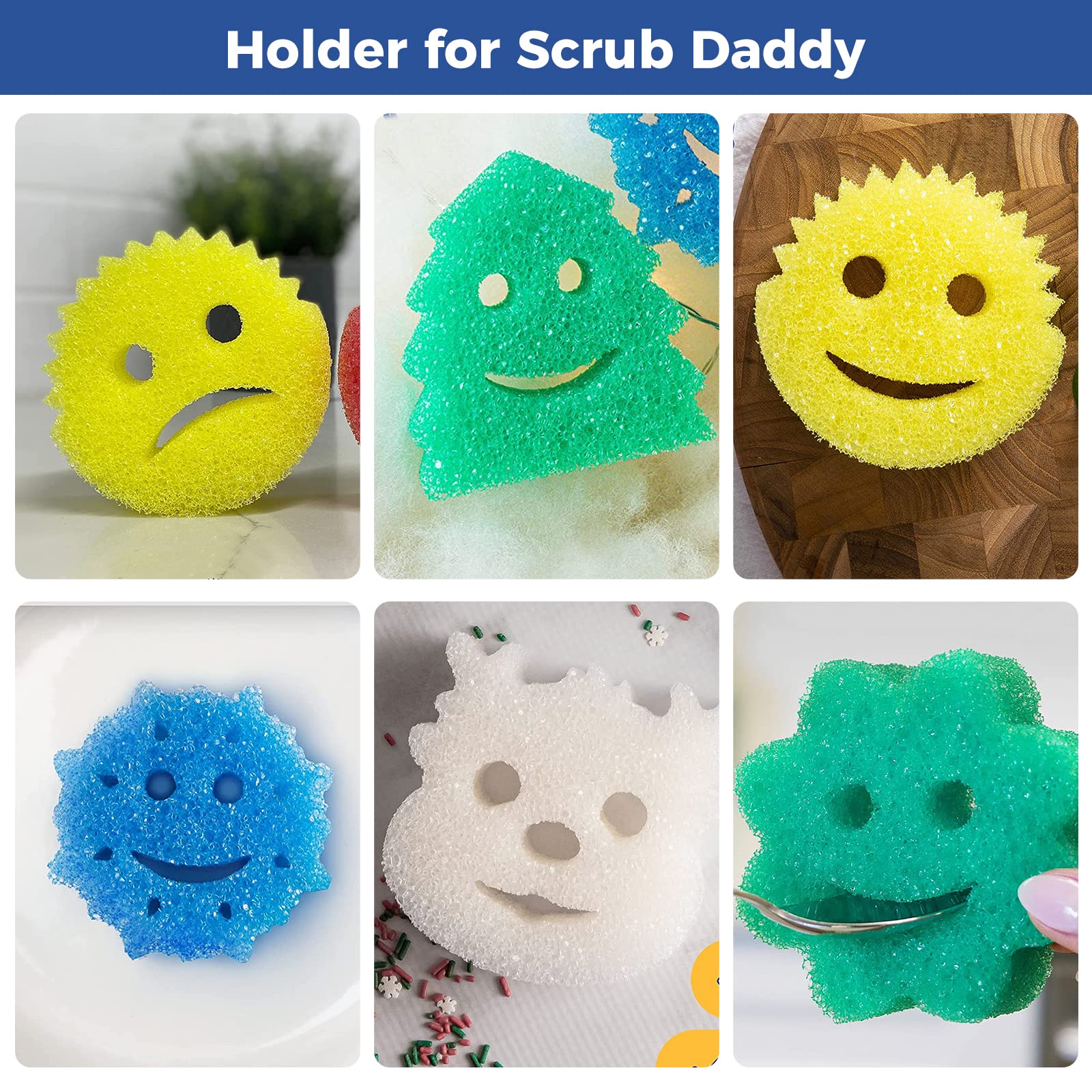 Scrub Sponge Holder for Kitchen Sink - Suction Cup Sponges Holder - Sink Sponge Caddy Organizer Daddy Holder (1 Pack)