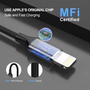 [Apple MFi Certified] Fast Car Charger, Dual USB 4.8A Rapid Charging Power Adapter with 2 Pack 3Ft Lightning Cable Cord Compatible for iPhone 14/13/12/11/Pro Max/XS/XR/X/8 Plus/7/SE, iPad, Airpods