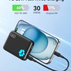 INIU for Magsafe Portable Charger, Small 10000mAh 20W PD Magnetic Power Bank, USB C in&Out Wireless Battery Pack Phone Charger, Only for iPhone 15/15 Plus/15 Pro/15 Pro Max, iPhone 14/13/12 Series