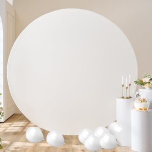 7.2ft ivory round backdrop covers circle background covers for birthday party baby shower wedding photography circle arch cover, suitable for 7ft/7.2ft circle stand