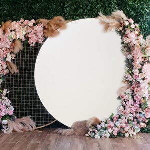 7.2FT Ivory Round Backdrop Covers Circle Background Covers for Birthday Party Baby Shower Wedding Photography Circle Arch Cover, Suitable for 7ft/7.2ft Circle Stand