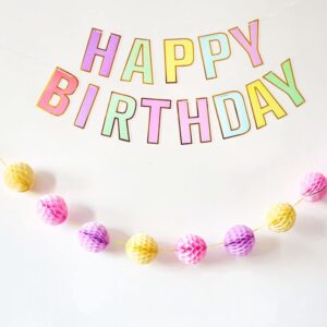 Pastel Happy Birthday Banner, Assembled Rainbow Happy Birthday Sign Girls Pastel Birthday Party Decorations