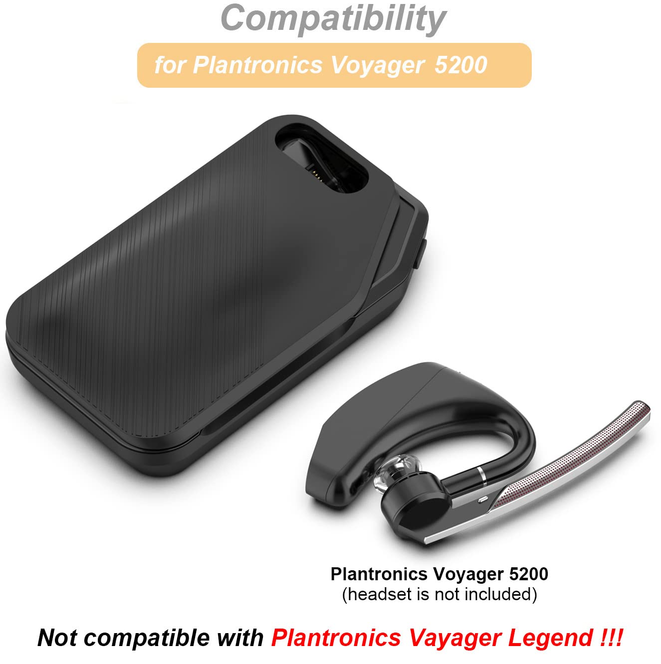 Charging Case for Plantronics Voyager 5200, Potable Charger Case Station with USB Cable for Voyager 5200 Headset