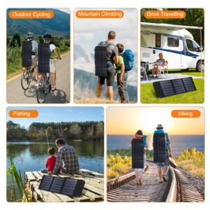 POWSTREAM 30W Portable Foldable Solar Panel with QC3.0 USB Ports & Changeable 10-in-1 DC Head for Power Station Generator Cell Phone iPad Laptop Outdoor Camping RV Trip Home Energy Conservation