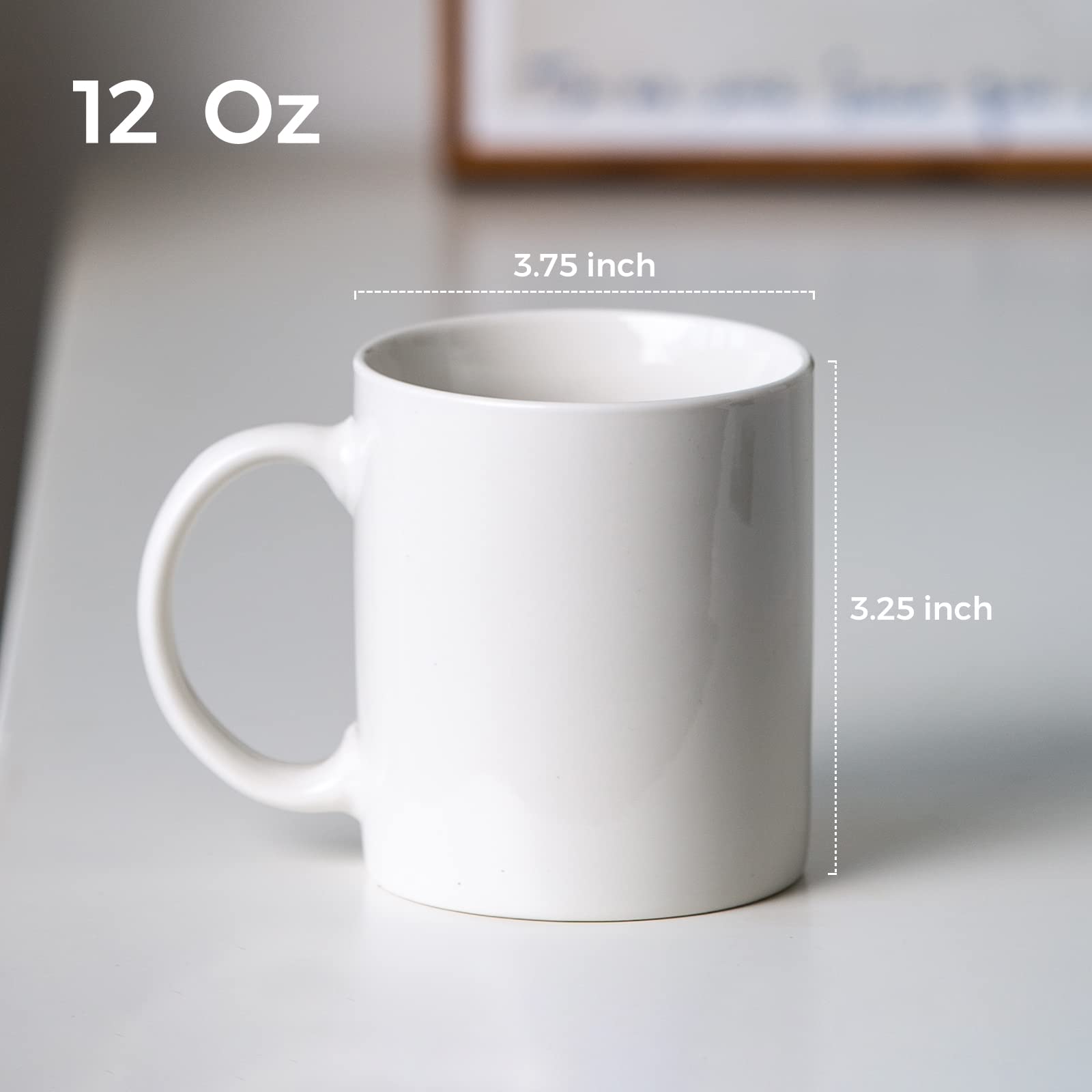 GBHOME 12 OZ Off White Coffee Mugs, Ceramic Coffee Mugs with Large Handle for Man, Woman, Light Weight Coffee Mugs Set of 12 for Latte/Cappuccino/Cocoa/Milk, Dishwasher & Microwave Safe