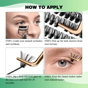 Lash Clusters 300Pcs Individual Lashes 40D 0.07D Curl 9-18MMIX Lash Extensions Clusters Lashes Soft&Natural False Eyelashes Individual DIY Eyelash Extension at Home(40D-0.07D,9-18MIX)