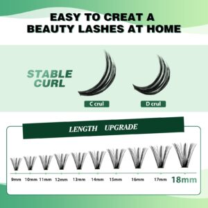 Lash Clusters 300Pcs Individual Lashes 40D 0.07D Curl 9-18MMIX Lash Extensions Clusters Lashes Soft&Natural False Eyelashes Individual DIY Eyelash Extension at Home(40D-0.07D,9-18MIX)