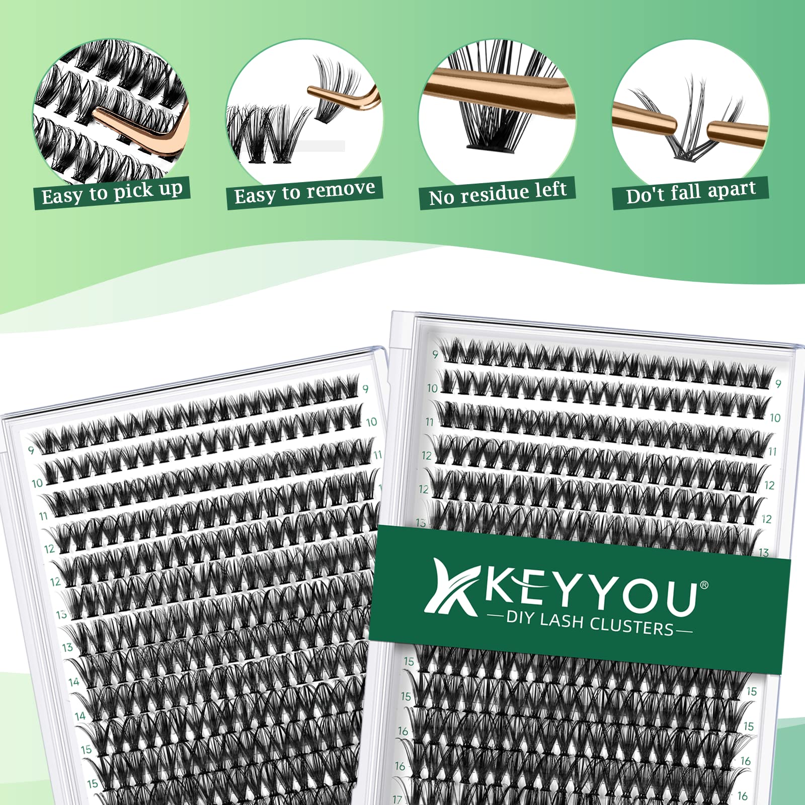 Lash Clusters 300Pcs Individual Lashes 40D 0.07D Curl 9-18MMIX Lash Extensions Clusters Lashes Soft&Natural False Eyelashes Individual DIY Eyelash Extension at Home(40D-0.07D,9-18MIX)