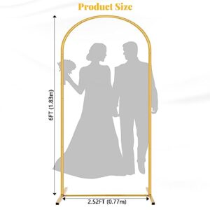 Fogein Wedding Arch Backdrop Stand, 6 FT Square Metal Arch Backdrop Stand for Wedding Ceremony Photo Booth, Outdoor Indoor Birthday Party, Garden Floral Balloon Arch Decoration(Gold)