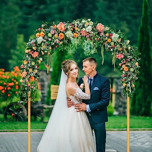 Fogein Wedding Arch Backdrop Stand, 6 FT Square Metal Arch Backdrop Stand for Wedding Ceremony Photo Booth, Outdoor Indoor Birthday Party, Garden Floral Balloon Arch Decoration(Gold)