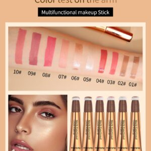 3 Pcs Liquid Contour Beauty Wand Set, Contour & Blush & Highlighter Stick with Cushion Applicator， Attached Easy to Blend, Long Lasting & Smooth Natural Matte Finish (#02#03#05)