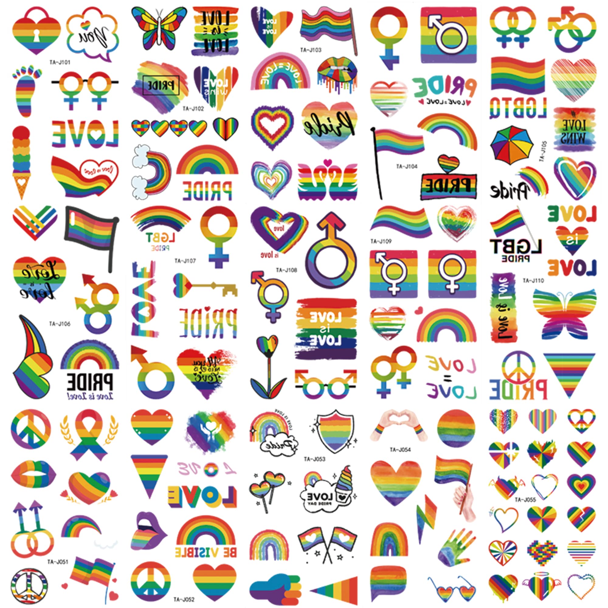 200+ Pcs Pride Tattoos,Gay Pride Tattoos, 20 Sheets Pride Temporary Tattoos, Waterproof Rainbow Flag Tattoo Stickers for Pride Equality Parades and Celebrations