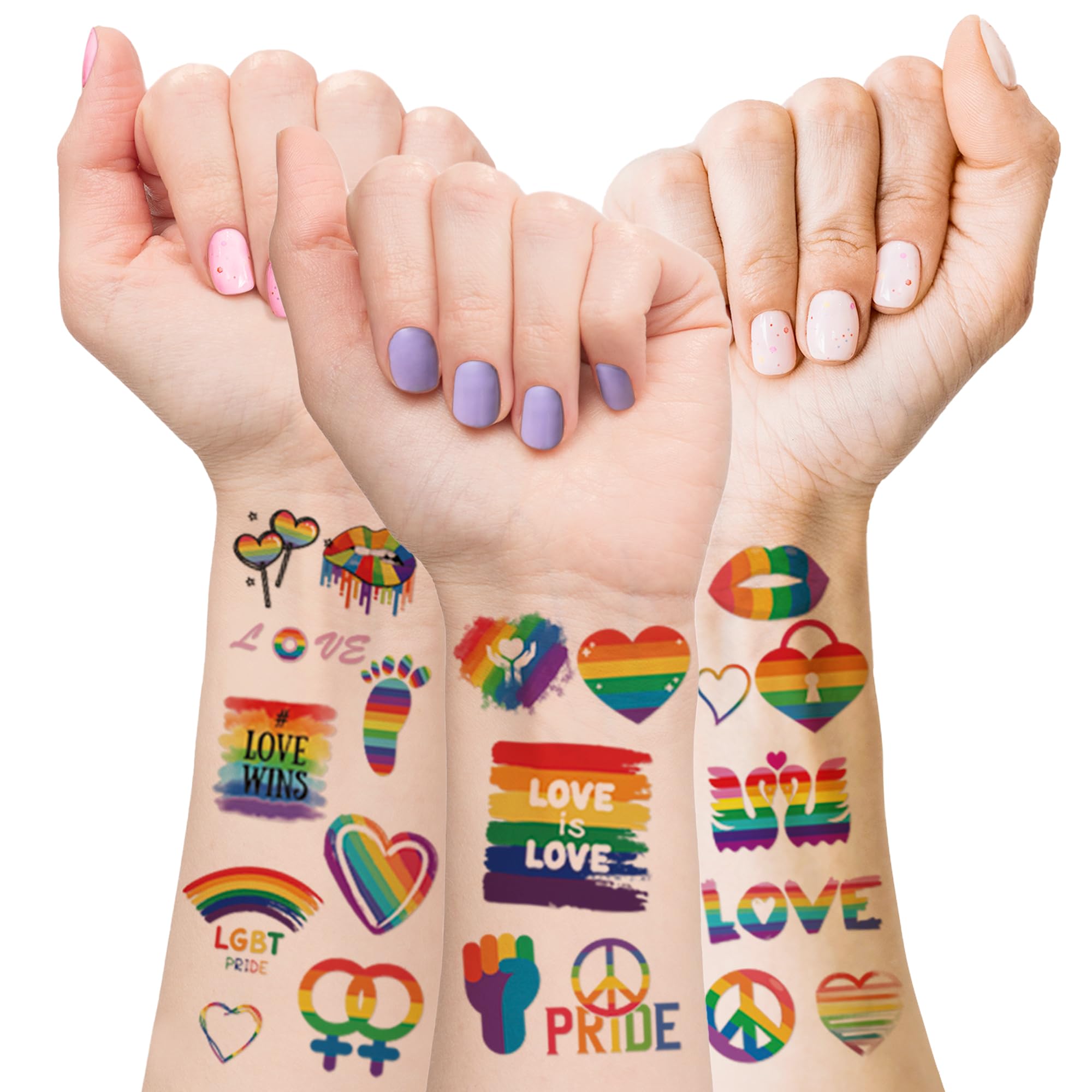 200+ Pcs Pride Tattoos,Gay Pride Tattoos, 20 Sheets Pride Temporary Tattoos, Waterproof Rainbow Flag Tattoo Stickers for Pride Equality Parades and Celebrations