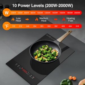 Electric Cooktop 12 Inch 110v, ANHANE Single Burner Electric Hot Plates 2000W Built-in and Countertop Infrared Burner, Suitable for all Cookware,with Plug