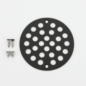 Holge Round 4 Inch Screw-in Floor Drain Cover Replacement Shower Drainer Grate with Screws (Matte Black)