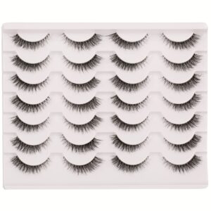 gmagictobo false eyelashes natural short clear band cat eye lashes light 3d faux mink eyelashes wispy fake eye lashes pack 14 pairs