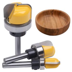 MNA Dish Carving Router Bits,3Pcs 1/4 Inch Shank Bowl and Tray Template Router Bit Set with Ball Bearing,Designed for woodworkers