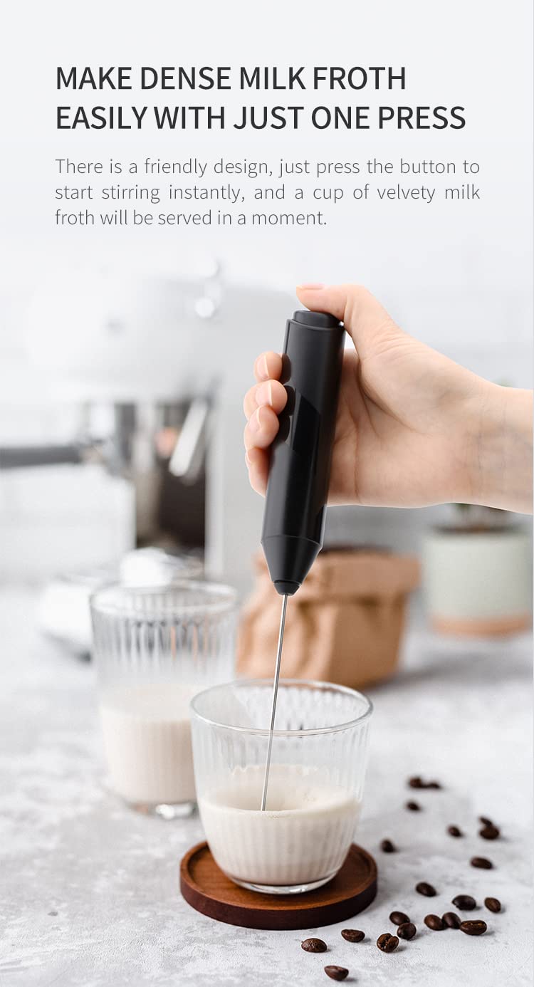 GOGENGEN Electric Hand Whisk for Milk, Beverage Mixer for Coffee with Milk, Cappuccino, Hot Chocolate, Battery Operated (not included) Mini Stainless Steel Fother, Cool Cookware