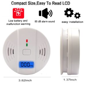 Carbon Monoxide Detectors, CO Monitor Alarm Detector Complies with UL 2034 Standards,CO Sensor with LED Digital Display for Kitchen Bathroom Bedroom Coal Stove