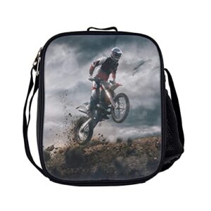 KXZOYLM Dirt Bike Backpack for Kids Cool Motorcycle School Backpacks 3 Pieces Set School Bookbag with Lunch Bag And Pencil Case Casual Motorcycle Vehicle Shoulder Bag for Teen Boys Girls