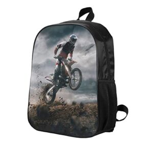 KXZOYLM Dirt Bike Backpack for Kids Cool Motorcycle School Backpacks 3 Pieces Set School Bookbag with Lunch Bag And Pencil Case Casual Motorcycle Vehicle Shoulder Bag for Teen Boys Girls