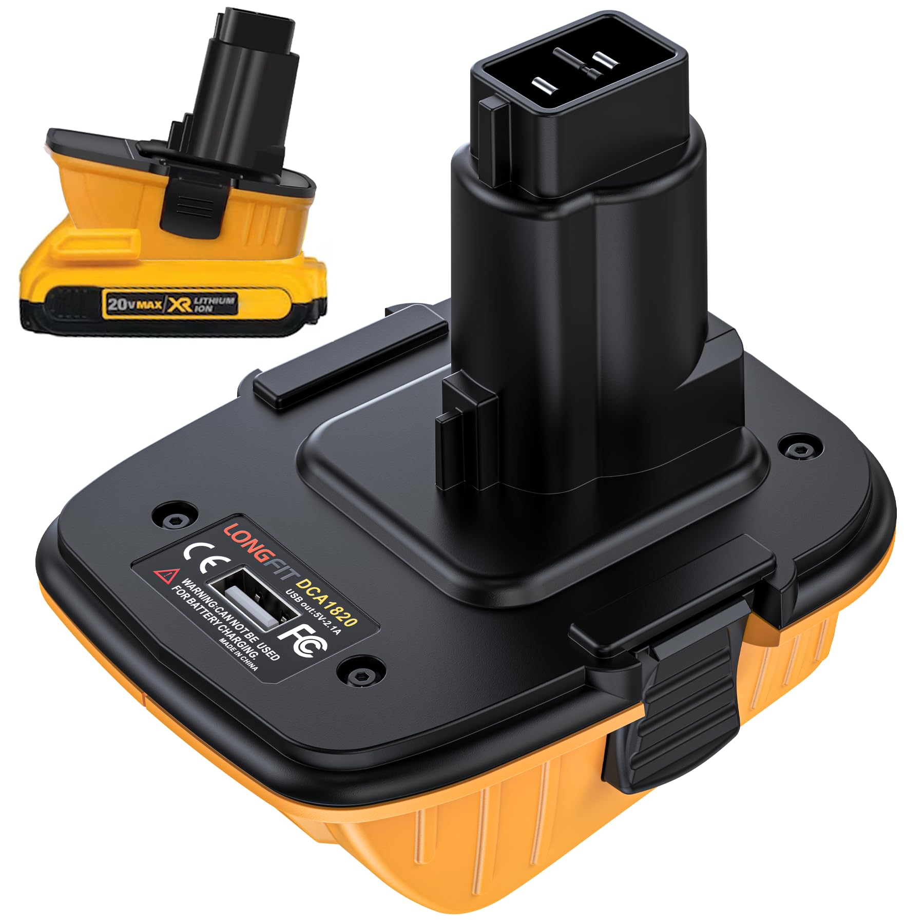 Replace for DeWalt Battery Adapter 18V to 20V DCA1820, Convert 20V Lithium Battery to 18V NiCad & NiMh Battery DC9096 DC9098 DC9099 DW9098 DW9096, with 5V USB Port, for Drills, Sanders and More