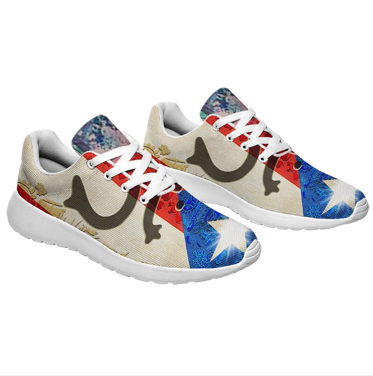 Puerto Rico Flag Shoes Men Women Puerto Rico Sneakers Breathable Running Sport Tennis Shoes 100% Boricua Gift White Size 8