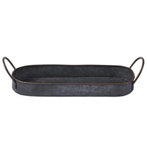 Tcrogsciss Metal Iron Tray, Coffee Table Tray Decorative Trays for Home Decor Serving Tray with Handles, Oval