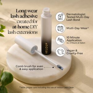 Velour Xtensions Multi-Day Lash Bond | Lash Clusters Lash Bond and Seal | Multi-Day Eyelash Bond (No Sealant Needed) | Dermatologist Tested, Vegan & Cruelty-Free | Dries Clear | Latex Free