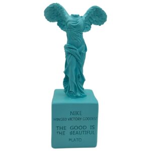 elfwill resin winged victory goddess statue - the graceful greek art sculpture of the warrior goddess(blue)