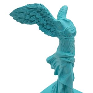 ELFWILL Resin Winged Victory Goddess Statue - The Graceful Greek Art Sculpture of The Warrior Goddess(Blue)