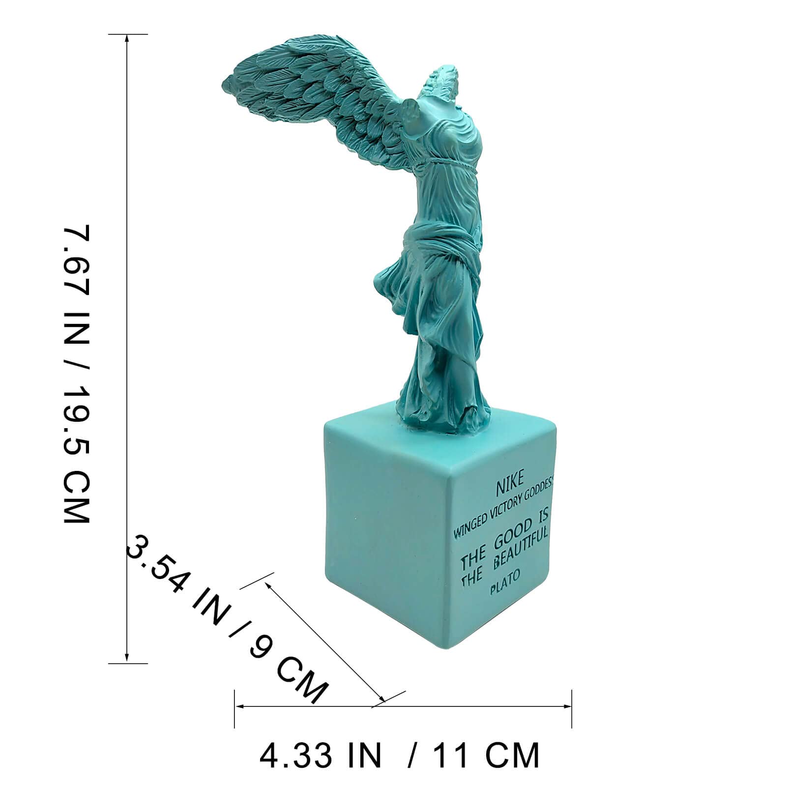 ELFWILL Resin Winged Victory Goddess Statue - The Graceful Greek Art Sculpture of The Warrior Goddess(Blue)