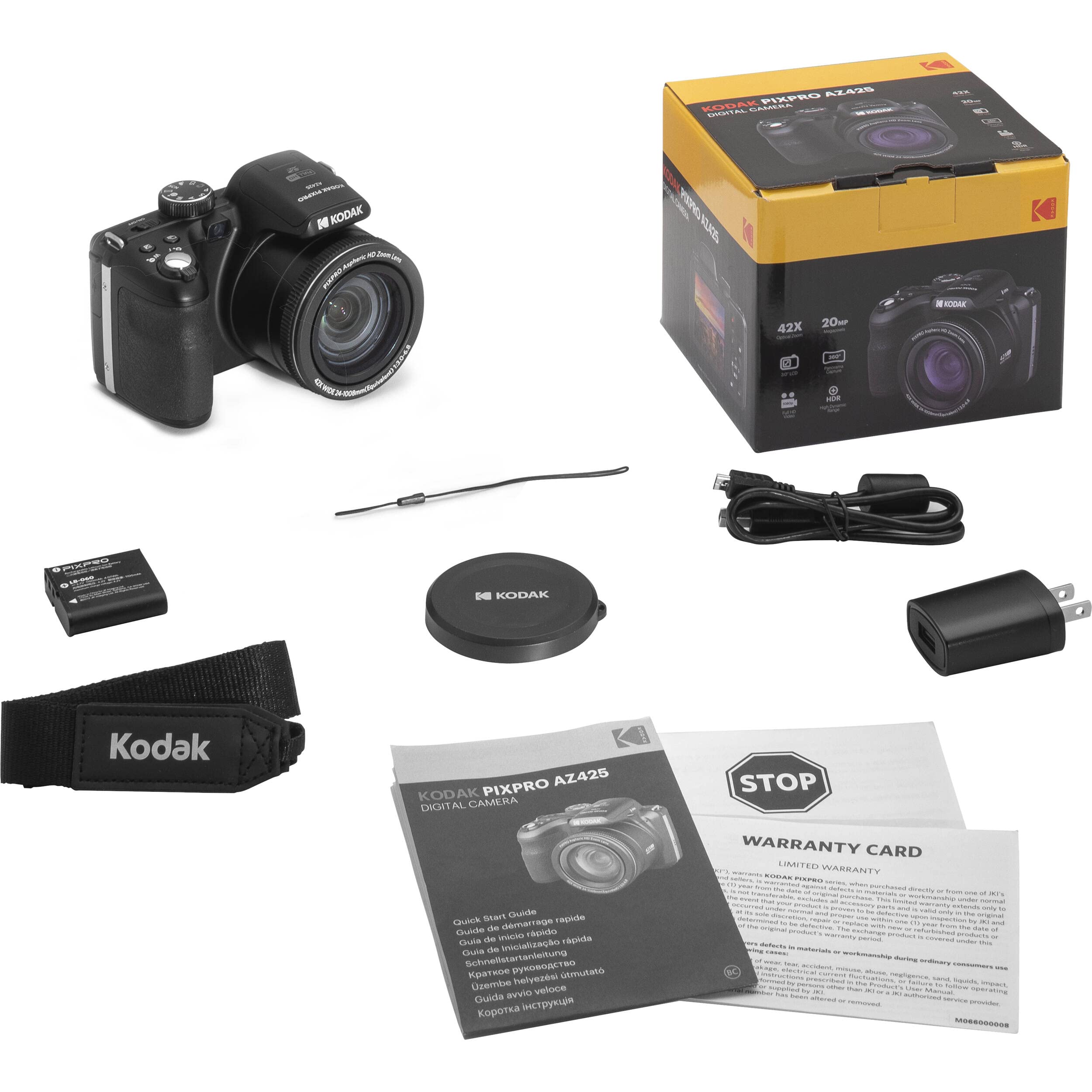 Kodak PIXPRO AZ425 Digital Camera + Camera Case + 128GB Memory Card (Black)