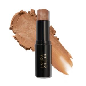 laura geller new york italian marble bronzer makeup stick | cream finish marbleized contour for natural glow, capri coast