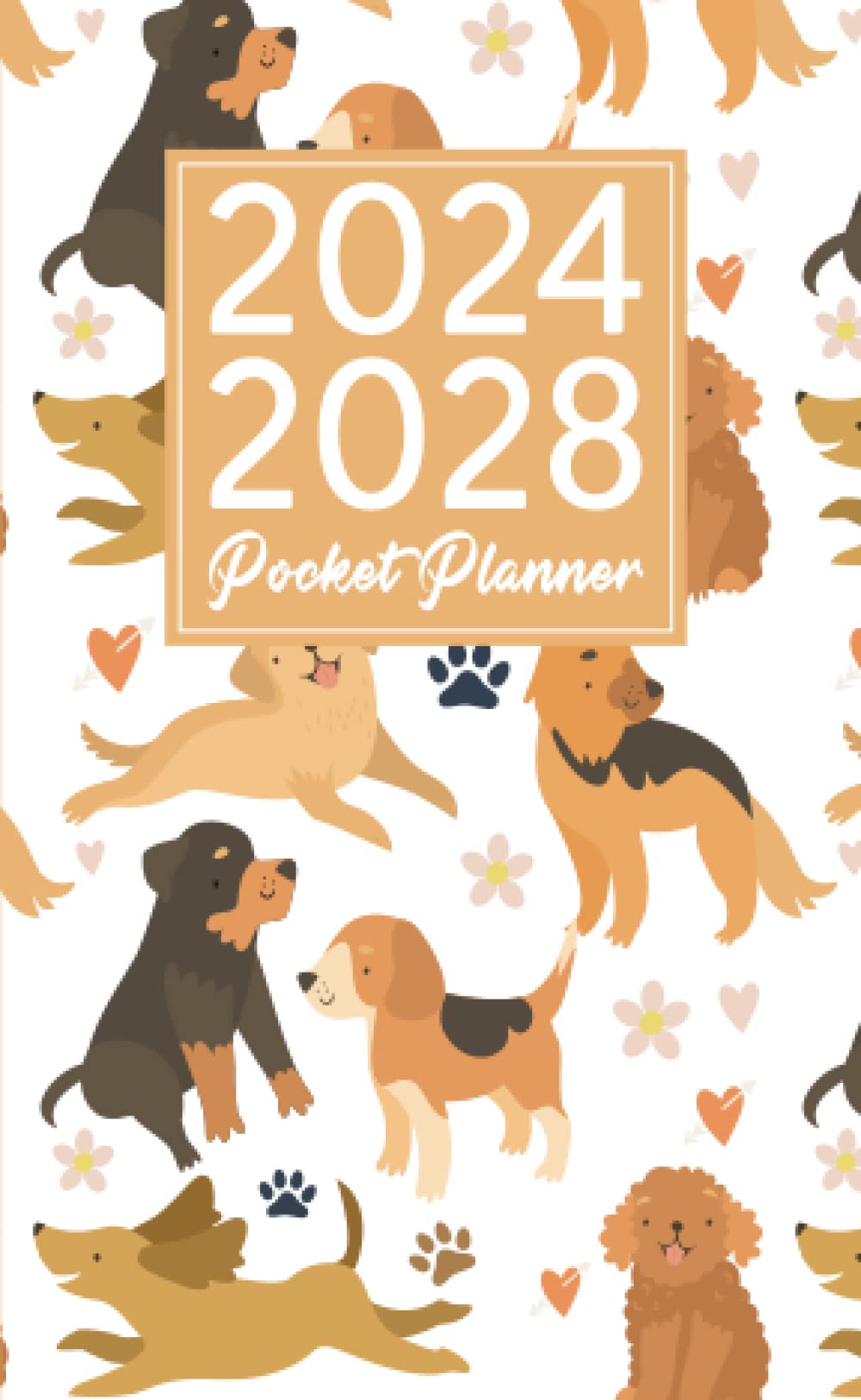 2024-2028 pocket planner: 5 year Pocket Calendar January 2024 to December 2028 | Cute Dogs