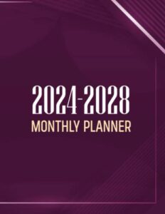 purple cover 2024-2028 monthly planner 5 year: 60 months january 2024 to december 2028 agenda organizer schedule .large size 8,5x11