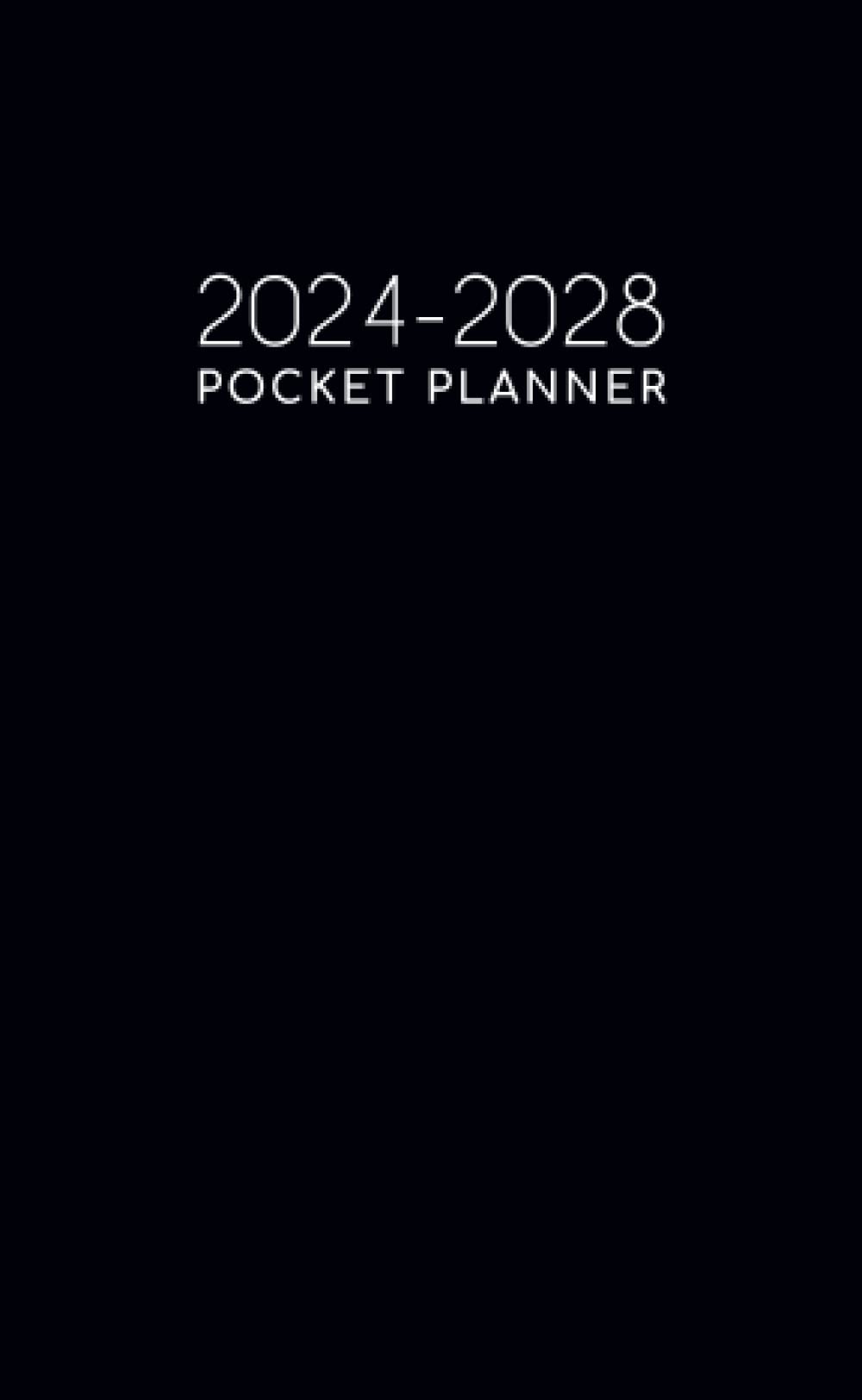 2024-2028 pocket planner: 5 year Pocket Calendar January 2024 to December 2028 | Black Cover