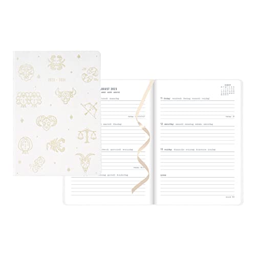 Letts of London Zodiac Academic Weekly/Monthly Planner, August 2023 to July 2024, Week-to-View, Sewn Binding, Multilingual, A5 Size, 8.25" x 5.875", Ivory (C031745-24)