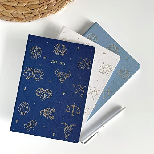 Letts of London Zodiac Academic Weekly/Monthly Planner, August 2023 to July 2024, Week-to-View, Sewn Binding, Multilingual, A5 Size, 8.25" x 5.875", Ivory (C031745-24)