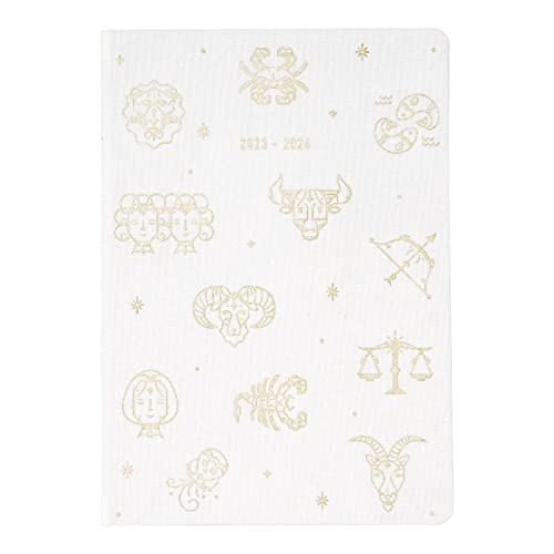 Letts of London Zodiac Academic Weekly/Monthly Planner, August 2023 to July 2024, Week-to-View, Sewn Binding, Multilingual, A5 Size, 8.25" x 5.875", Ivory (C031745-24)