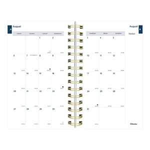 Blueline Essential Academic Daily/Monthly Planner, August 2023 to July 2024, Gold Twin-Wire Binding, Poly Cover, 8" x 5", Blossom Design, Pink (CA214PG.01-24)