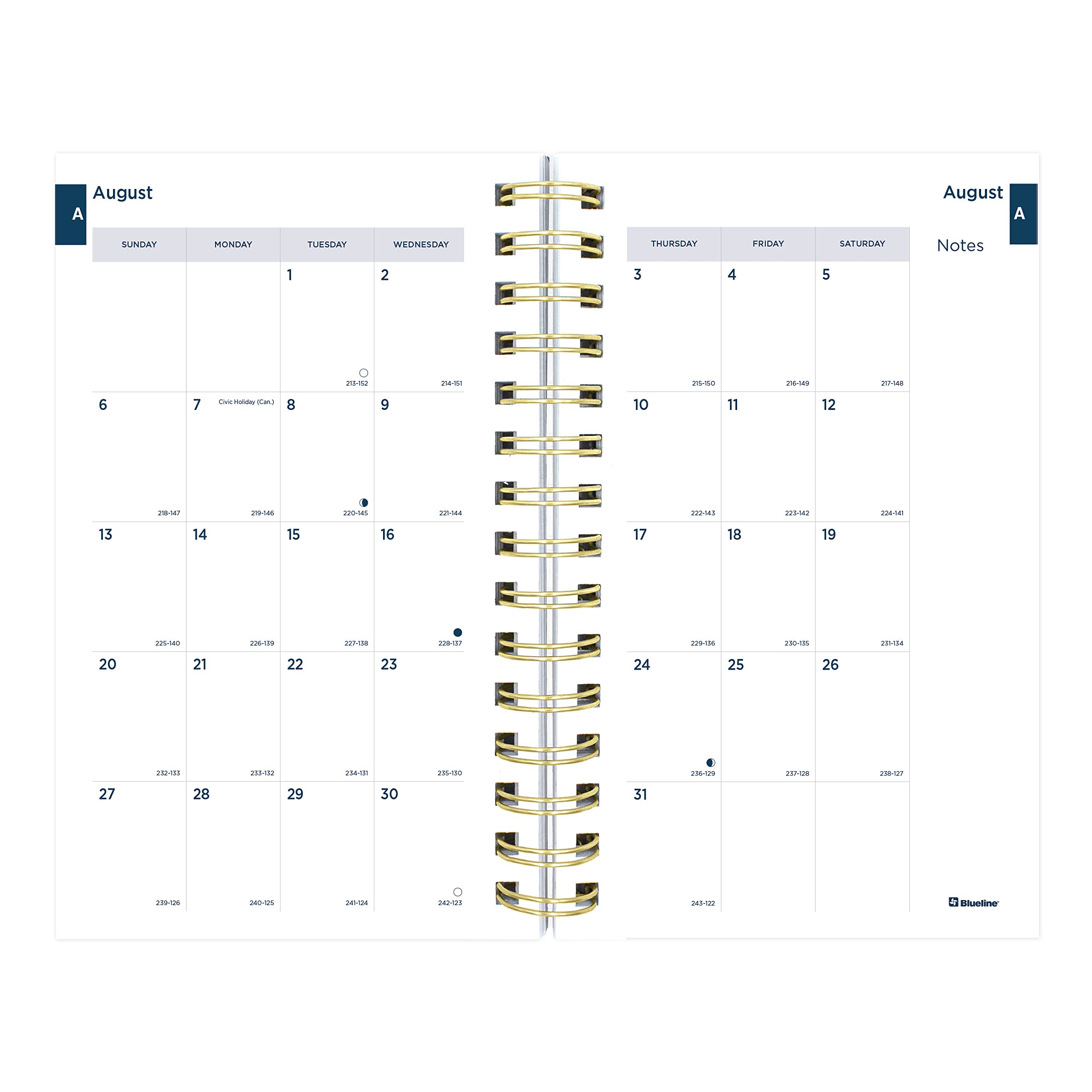 Blueline Essential Academic Daily/Monthly Planner, August 2023 to July 2024, Gold Twin-Wire Binding, Poly Cover, 8" x 5", Blossom Design, Pink (CA214PG.01-24)