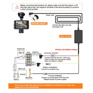 Hardwire Kit for Dash Camera Mini USB Port, Dash Cam Hardwire Kit Converts 12V-24V to 5V/2.5A Car Dashcam Charger Cable Kit, Low Voltage Protection (11.5ft)