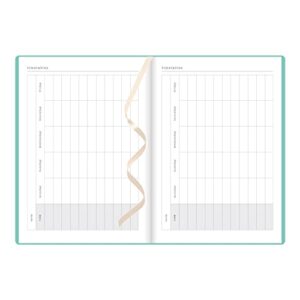 Letts of London Inspire Academic Weekly/Monthly Planner, August 2023 to July 2024, Week-to-View, Sewn Binding, Multilingual, A5 Size, 8.25" x 5.875", Green (C031389-24)