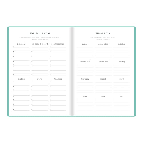 Letts of London Inspire Academic Weekly/Monthly Planner, August 2023 to July 2024, Week-to-View, Sewn Binding, Multilingual, A5 Size, 8.25" x 5.875", Green (C031389-24)