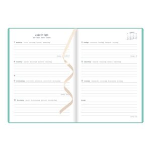 Letts of London Inspire Academic Weekly/Monthly Planner, August 2023 to July 2024, Week-to-View, Sewn Binding, Multilingual, A5 Size, 8.25" x 5.875", Green (C031389-24)