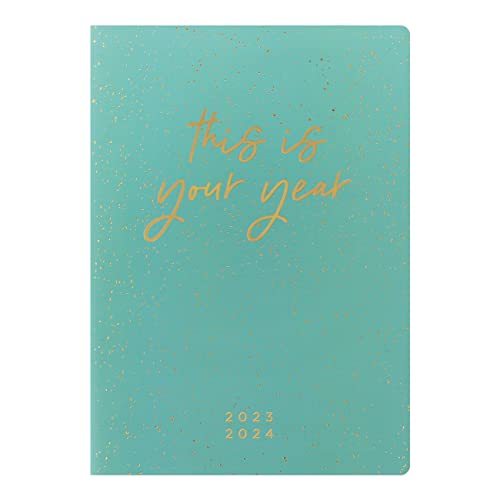 Letts of London Inspire Academic Weekly/Monthly Planner, August 2023 to July 2024, Week-to-View, Sewn Binding, Multilingual, A5 Size, 8.25" x 5.875", Green (C031389-24)